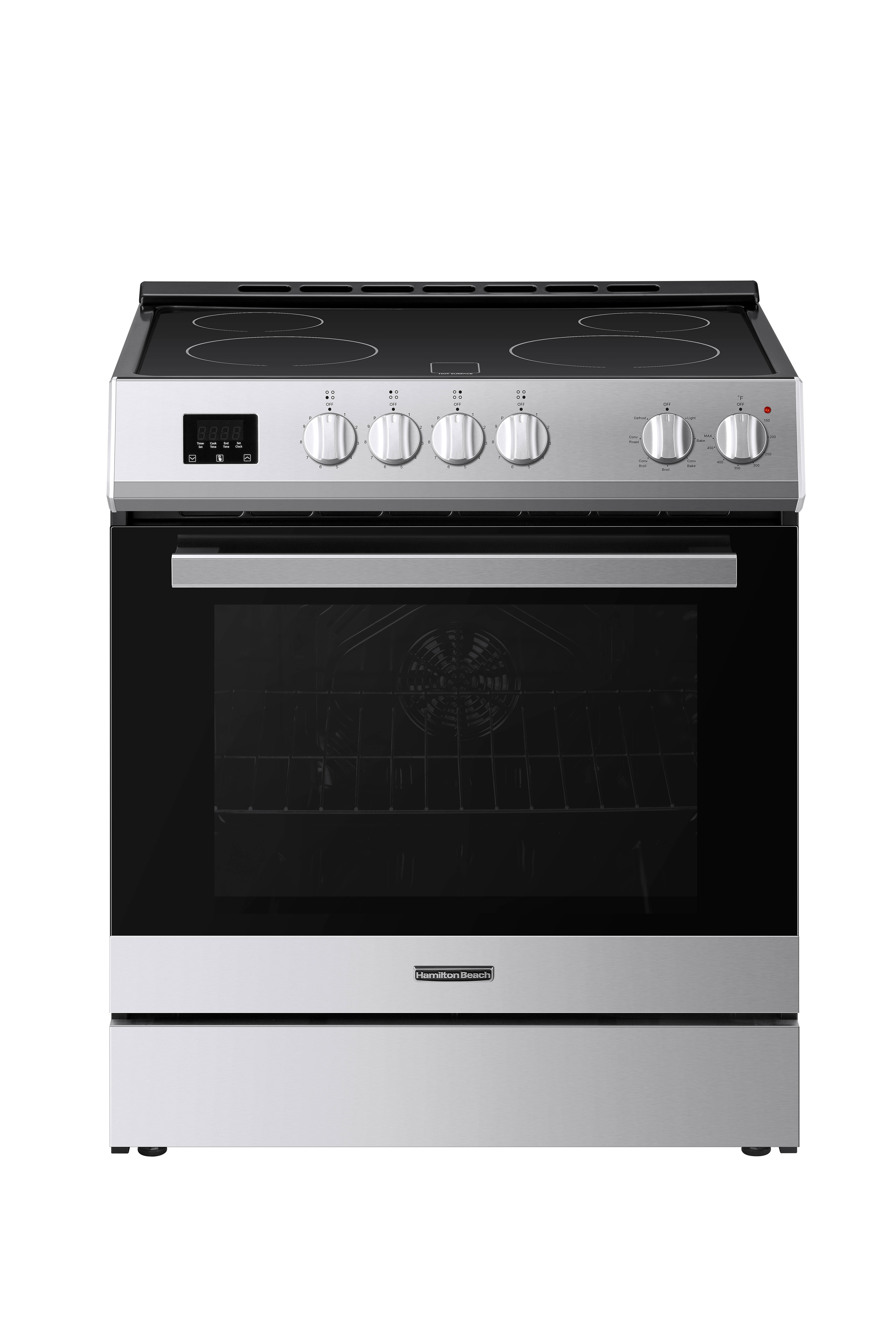 Hamilton Beach, 30" Electric Ceramic Top Range, Knob Control, With Touch Timer, Stainless Steel ...